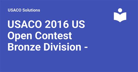 Usaco 2016 Us Open Contest Bronze Division Diamond Collector Usaco
