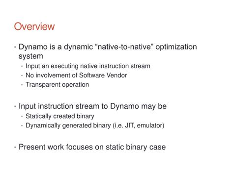 PPT Dynamo A Transparent Dynamic Optimization System PowerPoint Presentation ID