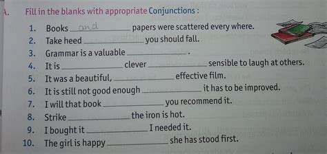 Fill In The Blanks With The Correct Conjunctions Brainly In