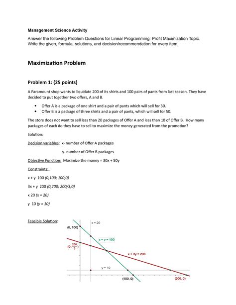 Lp Profit Maximization Problems Management Science Activity Answer The Following Problem