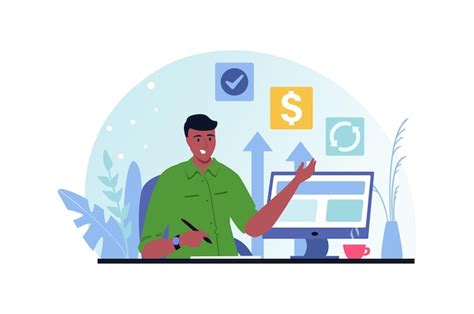 평면 만화 디자인의 사람들이 있는 파란색과 분홍색 개념의 송금 프리미엄 벡터