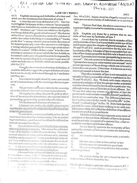 Ipc Questions And Answers Pdf Criminal Justice Crime And Violence