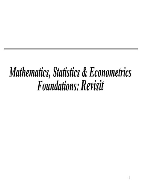 Math Stats Econometrics Revisit Pdf Estimator Econometrics