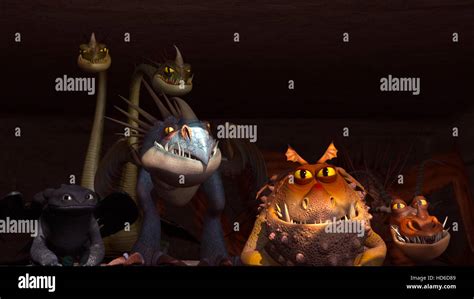 Dragons Riders Of Berk From Left Toothless Barf And Belch Stormfly Meatlug Hookfang