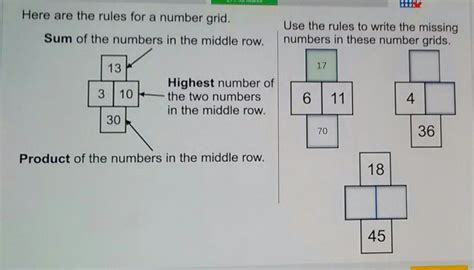 Solved Here Are The Rules For A Number Grid Use The Rules To Write The Missing Sum Of The