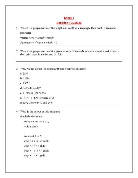 programming fundamenta sheet 1 1 sheet 1 deadline 10 3 write c programs enter the length
