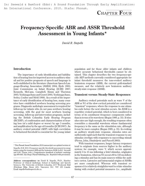 Pdf Frequency Specific Abr And Assr Threshold Assessment In Young