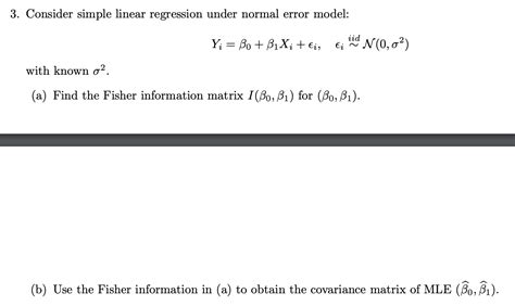 Solved 3 Consider Simple Linear Regression Under Normal