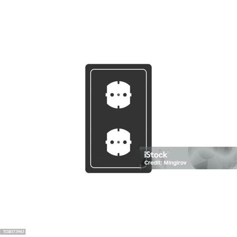 고립 된 전기 콘센트 아이콘입니다 전원 소켓 장미 기호입니다 평면 디자인입니다 벡터 일러스트 개념에 대한 스톡 벡터 아트 및