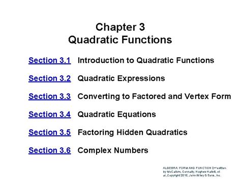 Chapter 3 Quadratic Functions Section 3 1 Introduction
