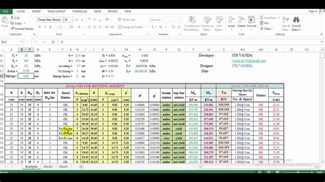Analysis And Design Frame Structure By Microsoft Excel Part02 Youtube