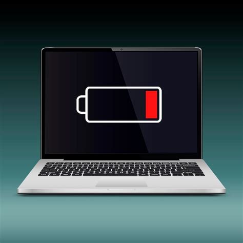 Premium Vector Laptop Computer With Low Battery Sign On Screen