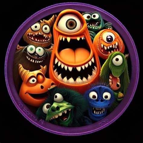 Premium Ai Image Circle Monsters Ilustration