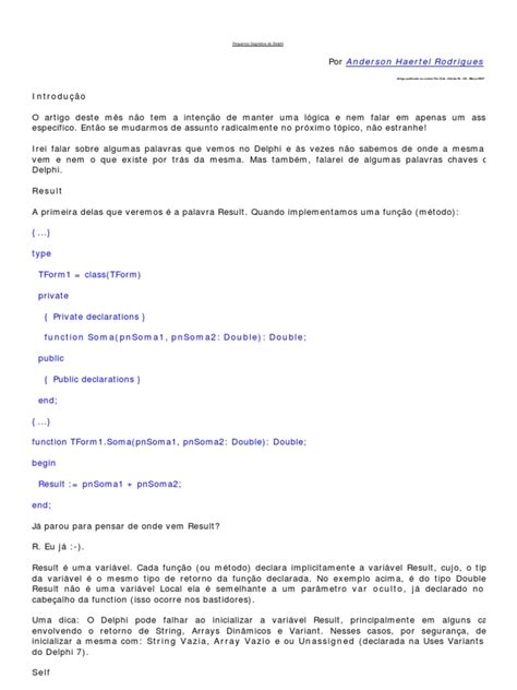 Pequenos Segredos Do Delphi Pdf Pdf Classe Programação De Computadores Ponteiro