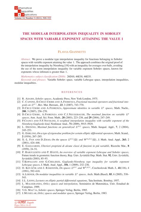 Pdf The Modular Interpolation Inequality In Sobolev Spaces With Variable Exponent Attaining