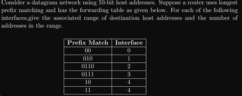 Solved Consider A Datagram Network Using 10 Bit Host
