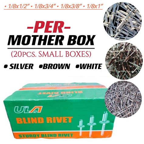 Blind Rivet Per Mother Box 18x12 18x34 18x38 18x1 20pcs