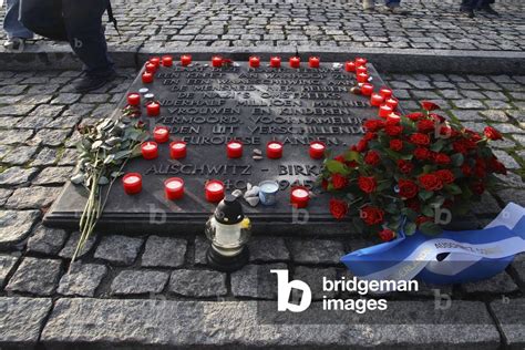 Image Of Memorial Plaque At Auschwitz Birkenau Photo