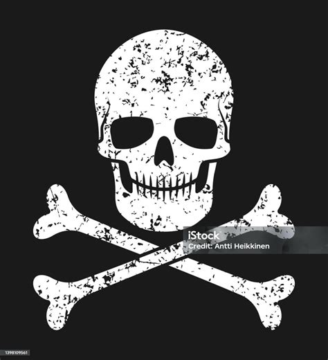 두개골과 십자뼈 벡터 일러스트레이션 그런 지 질감 독과 독성 라벨 해적 깃발 이미지 인간의 머리 해골 아이콘입니다 검은색에 대한 스톡 벡터 아트 및 기타 이미지 Istock