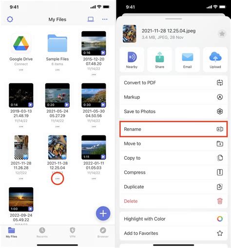 how to rename photos videos docs and files on iphone ipad