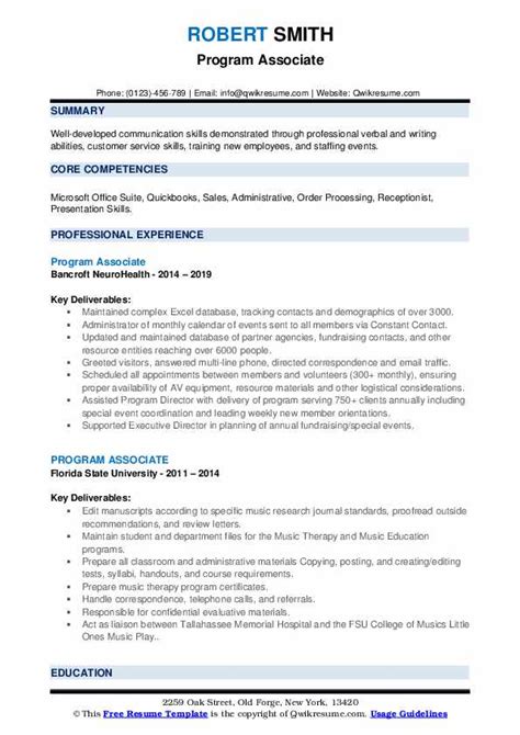 10 Program Associate Resume Samples And Templates For 2025