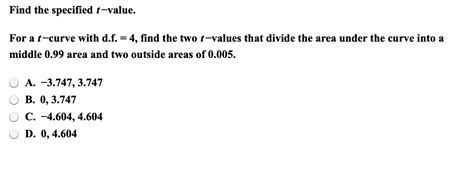 Solved Find The Specified T Value For A T Curve With D F Chegg
