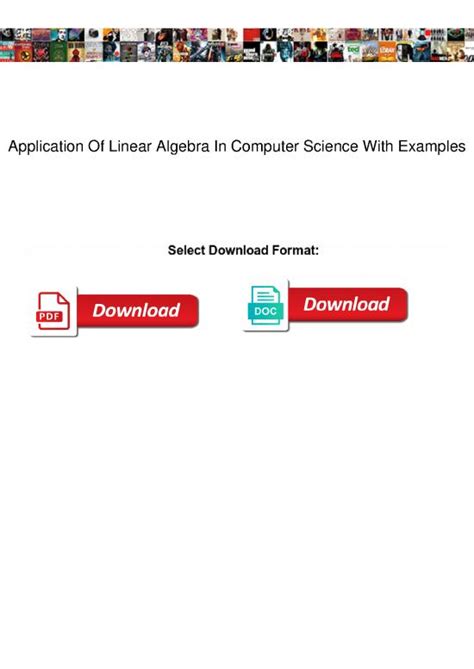 Applications Of Matrices In Computer Science Pdf Application Of Linear Algebra In