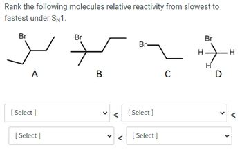 Answered Rank The Following Molecules Relative Reactivity From Slowest To Fastest Under SN1 Br