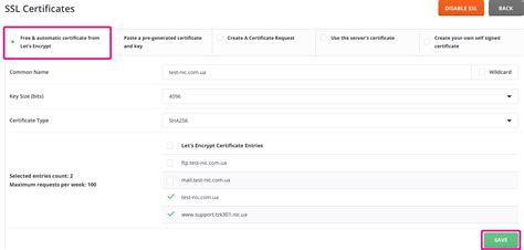 Installing Free SSL Certificate DirectAdmin Support NIC UA