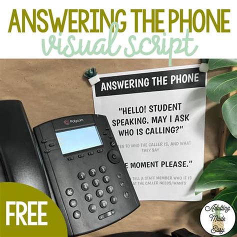 Free Editable Answering The Phone Script By Adulting Made Easy Aka Spedadulting