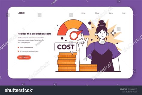 Reduce Production Costs Web Banner Landing Stock Vector Royalty Free