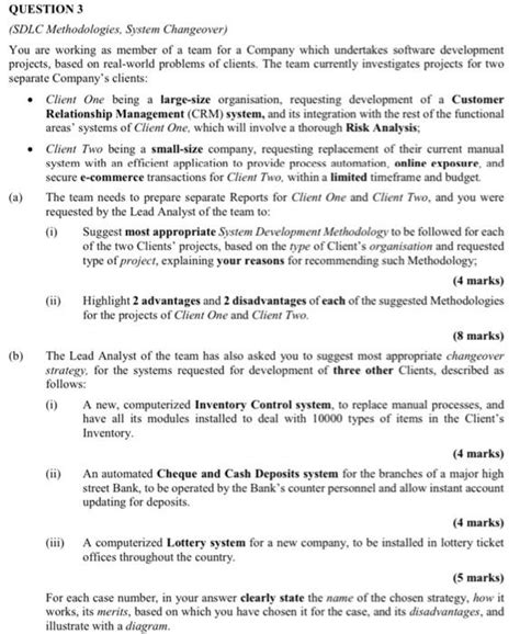 Solved QUESTION SDLC Methodologies System Changeover Chegg Com