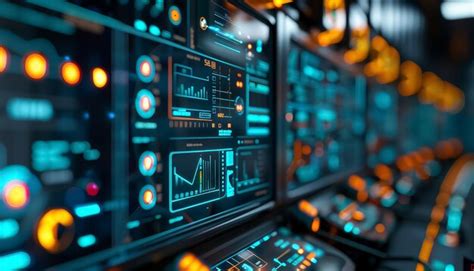 A Computer Monitor Displays A Number Of Screens With Various Graphs And