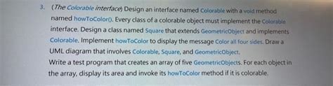 Solved The Colorable Interface Design An Interface Named