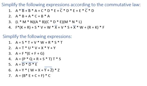 Solved Simplify The Following Expressions According To The Chegg