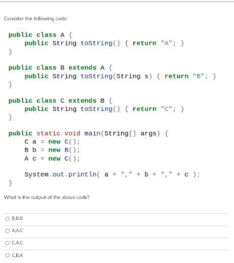 solved consider the following code public class a { public