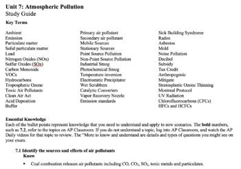 Unit Study Guide AP Environmental Science By Strategic Science