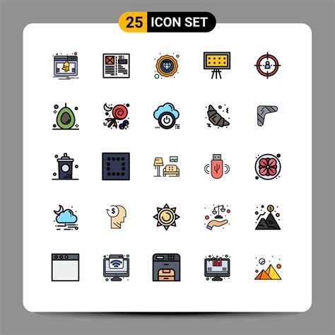 25 Thematic Vector Filled Line Flat Colors And Editable Symbols Of Business Education Layout