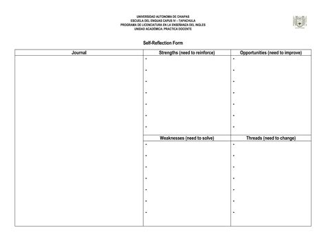 Self Reflection Form Ppt