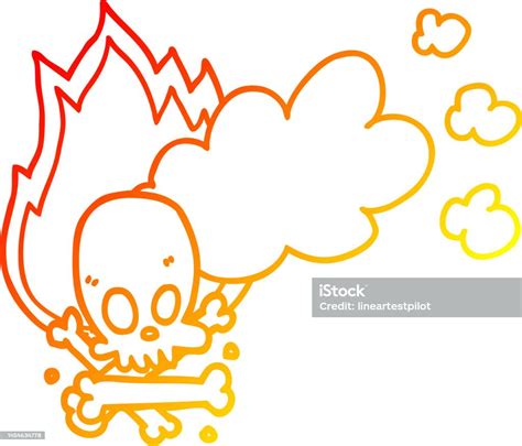 만화의 따뜻한 그라데이션 선 그리기 으스스한 불타는 뼈 귀여운에 대한 스톡 벡터 아트 및 기타 이미지 귀여운 그라데이션 낙서 드로잉 Istock