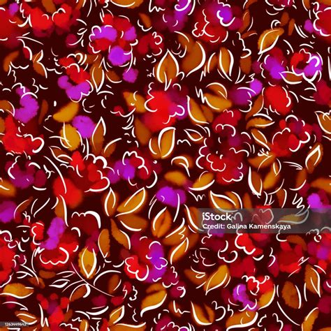 플로럴 추상적 배경 색상 브러시 스트로크로 윤곽선 그리기를 스케치합니다 밝은 여름 식물 질감 꽃꽃이 피는 매끄러운 패턴 플랫 스타일 패션 디자인 0명에 대한 스톡 벡터 아트