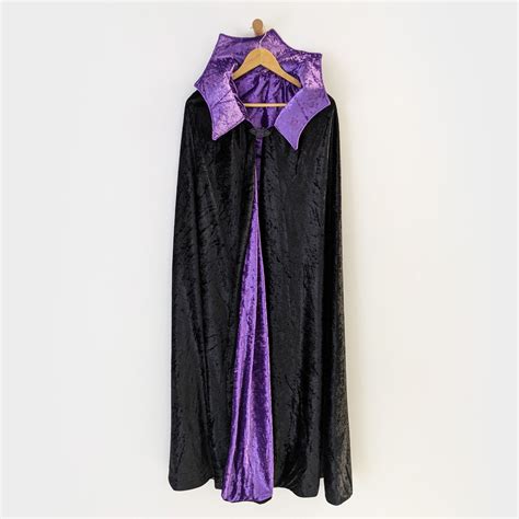 Velour Vampire Cloak Black And Purple Reversible Cape Costume Etsy