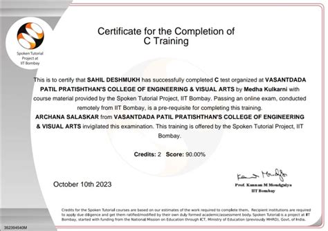 Sahil Deshmukh On Linkedin Cprogramming Iitbombay Achievementunlocked Spokentutorial