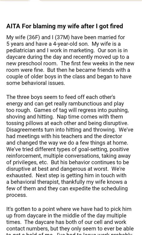 AITA For Blaming My Wife After DJOTD Com