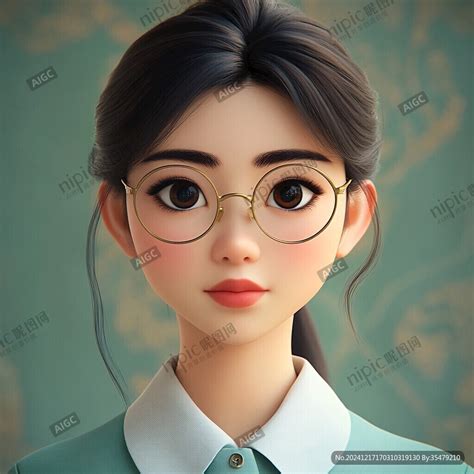 Ai创作图写实卡通人物 卡通写实人物 仿3d卡通形象 Cg头像 小女孩儿插 黏土头像 原创头像 头像插画定制 插画人物戴眼镜女孩 写实漫画人物 泥塑头像 不蓄发泥塑头像 板绘人像 姐姐形像设计