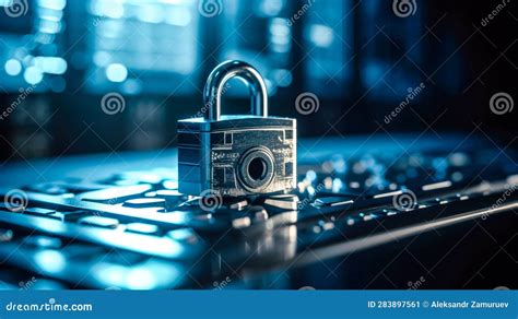 Illustration Of Closed Padlock On Computer Motherboard Cybersecurity
