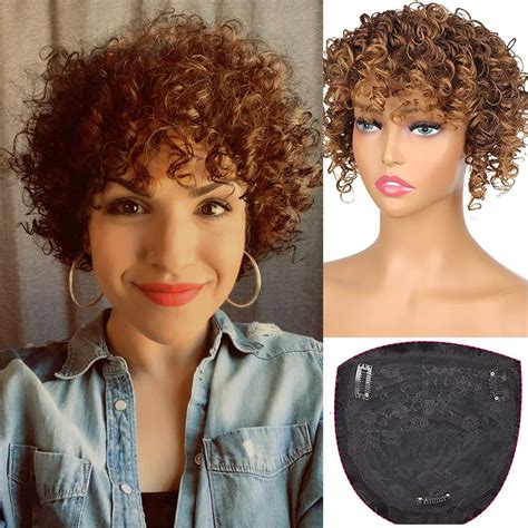 Krsi Curly Synthetic Hair Topper Hair Pieces For Women Light Brown Short Afro