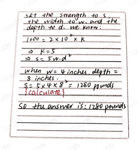 solved the strength s of a rectangular beam varies jointly as its