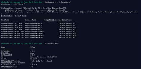 Getting The Sql Version From A Backup Using Dbatools On Powershell Core