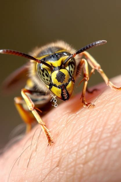 Wasp Sting Closeup Premium Ai Generated Image